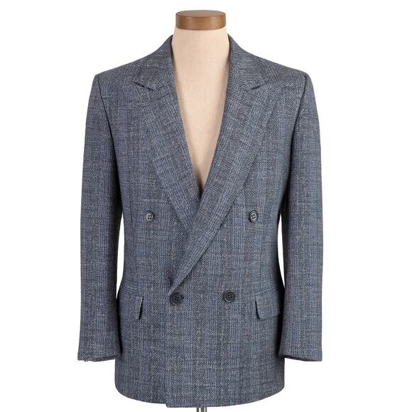 Vintage | Suits & Blazers | Vintage 9s Durban Silk Gray Blue Plaid ...